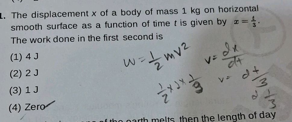 1. The displacement x of a body of mass 1 kg | StudyX