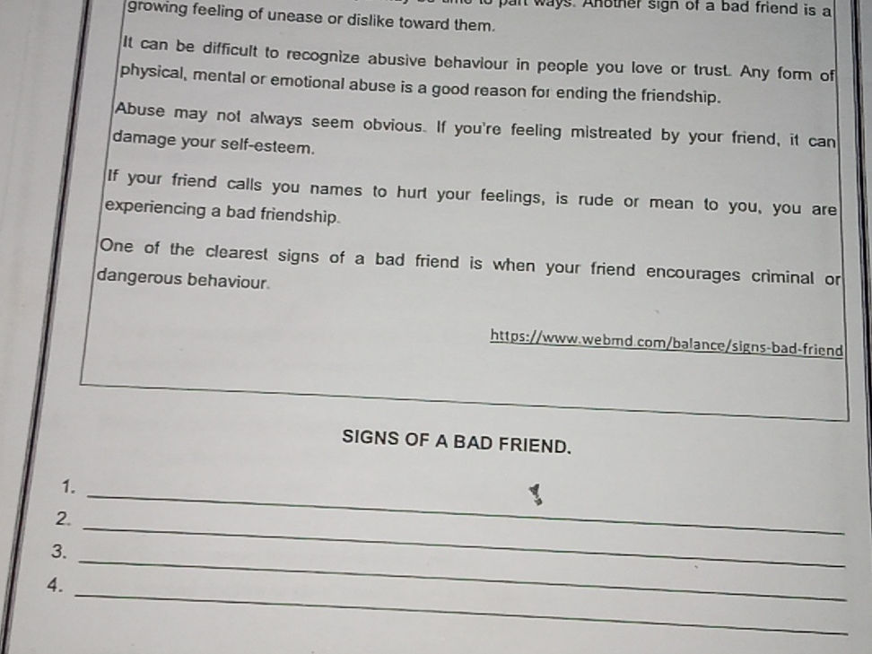 Identifying Bad Friend Behaviors | StudyX
