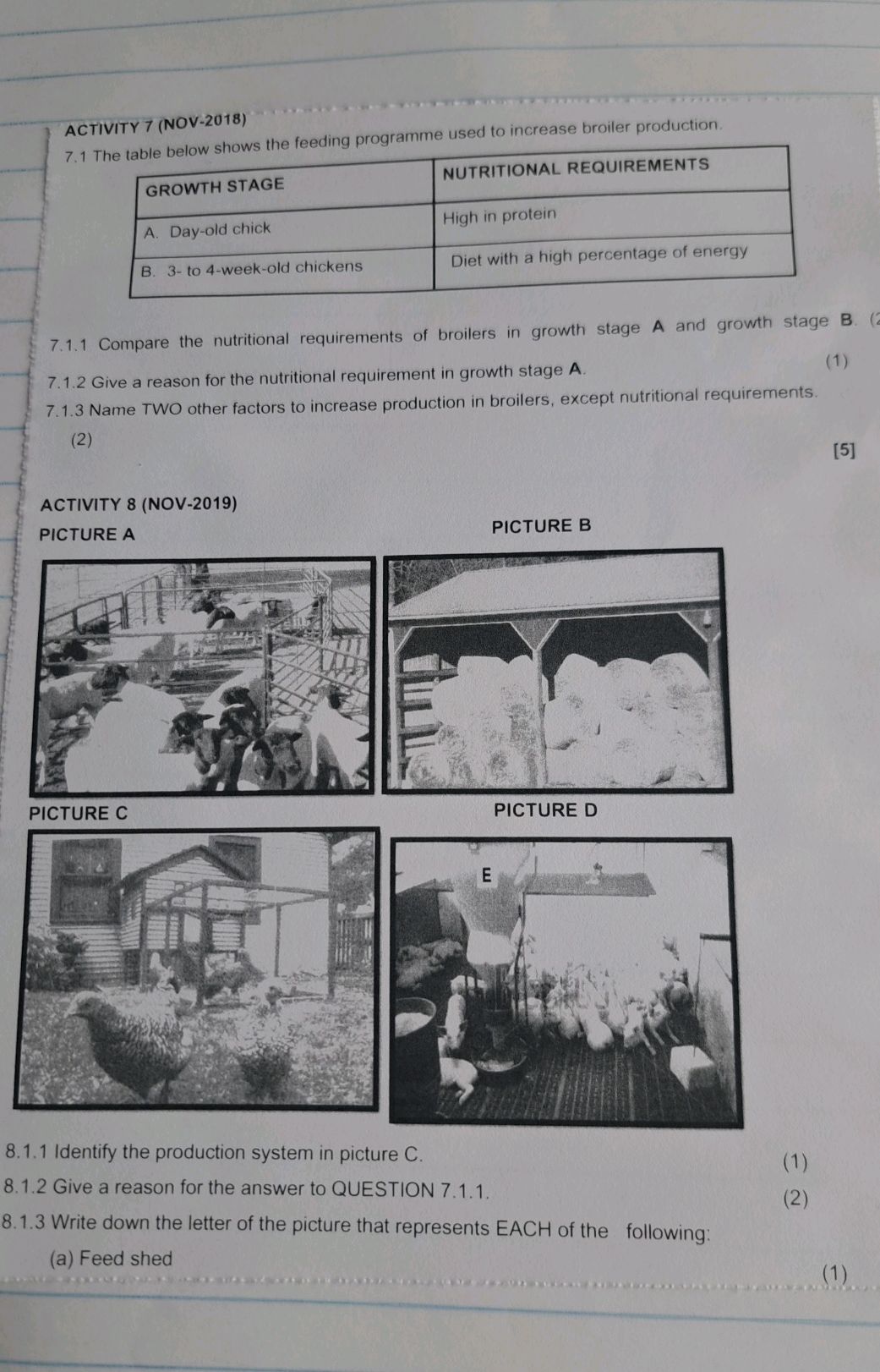 7.1 The table below shows the feeding | StudyX