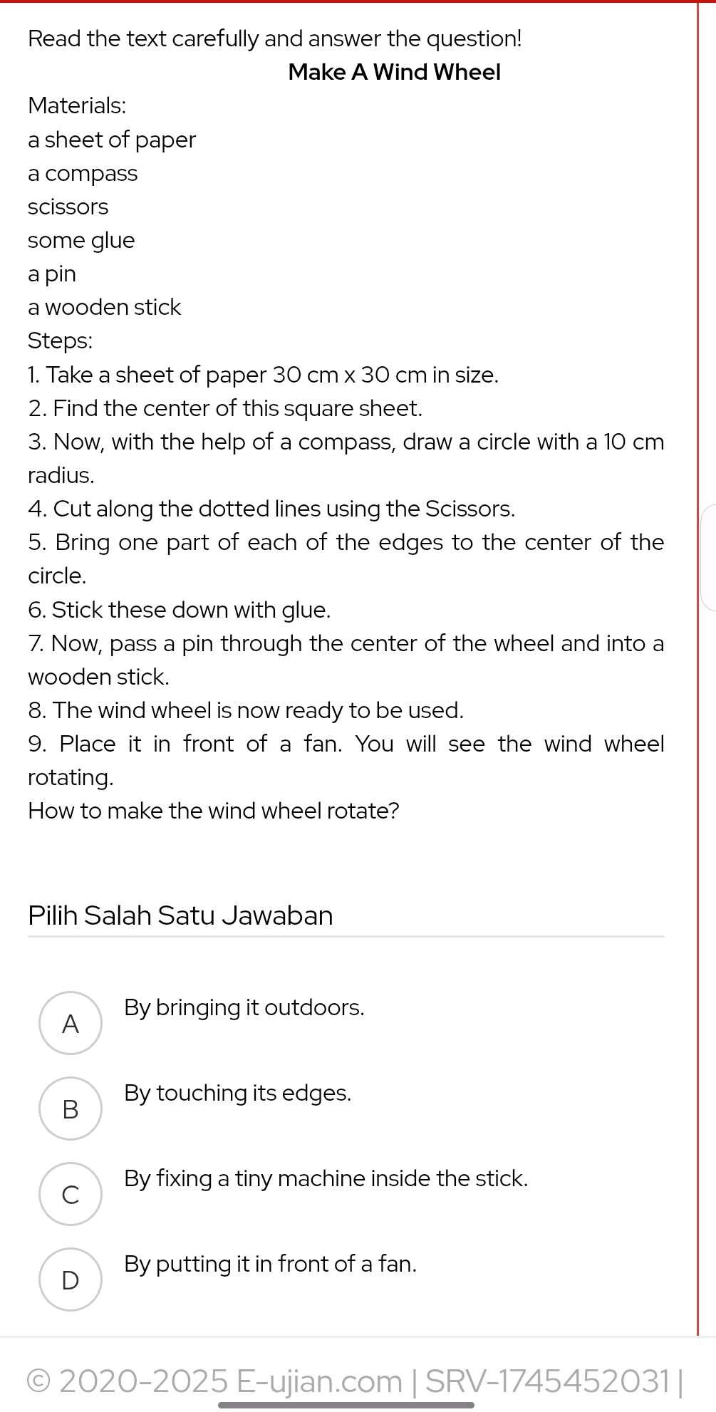 How to make the wind wheel rotate? A By | StudyX