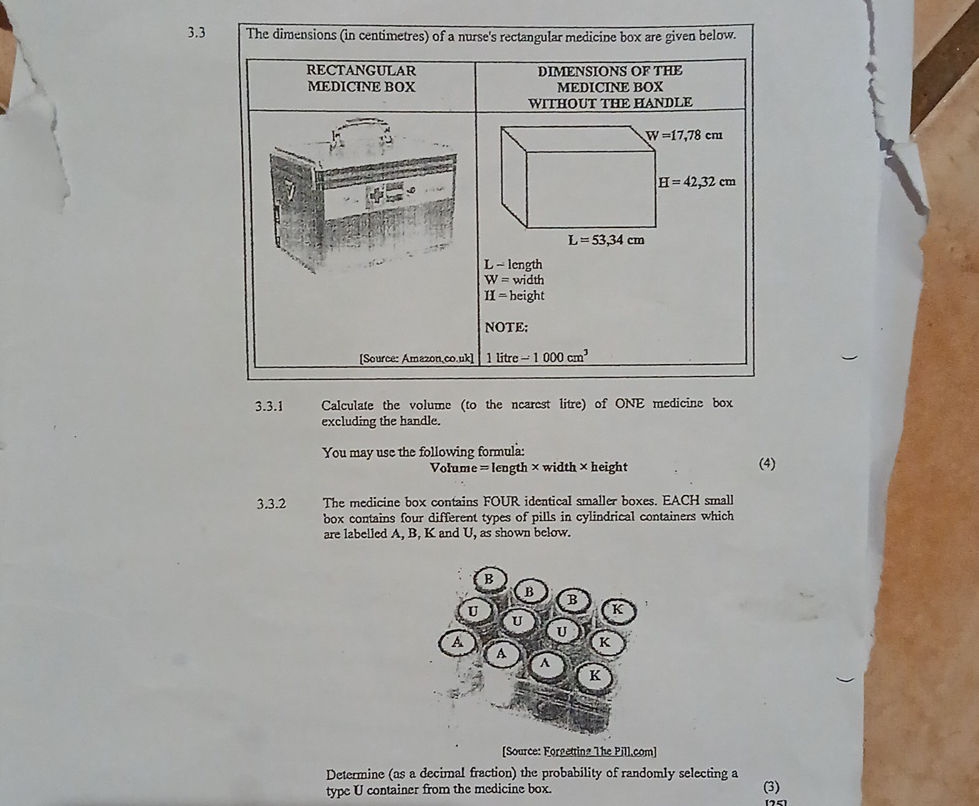 3.3 The dimensions (in centimetres) of a | StudyX