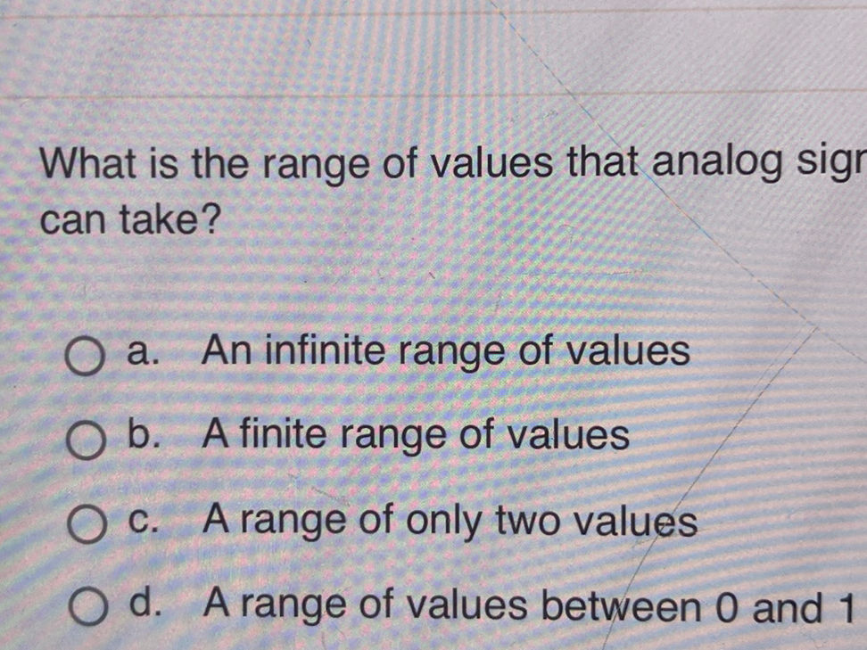 What is the range of values that analog sign | StudyX