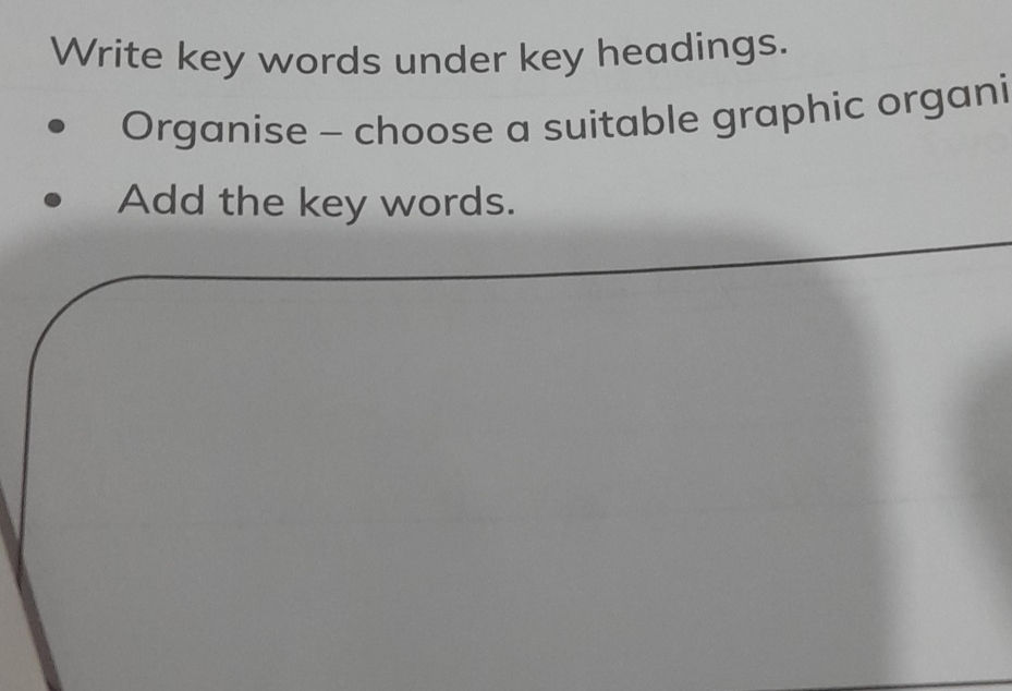 Write key words under key headings. * | StudyX