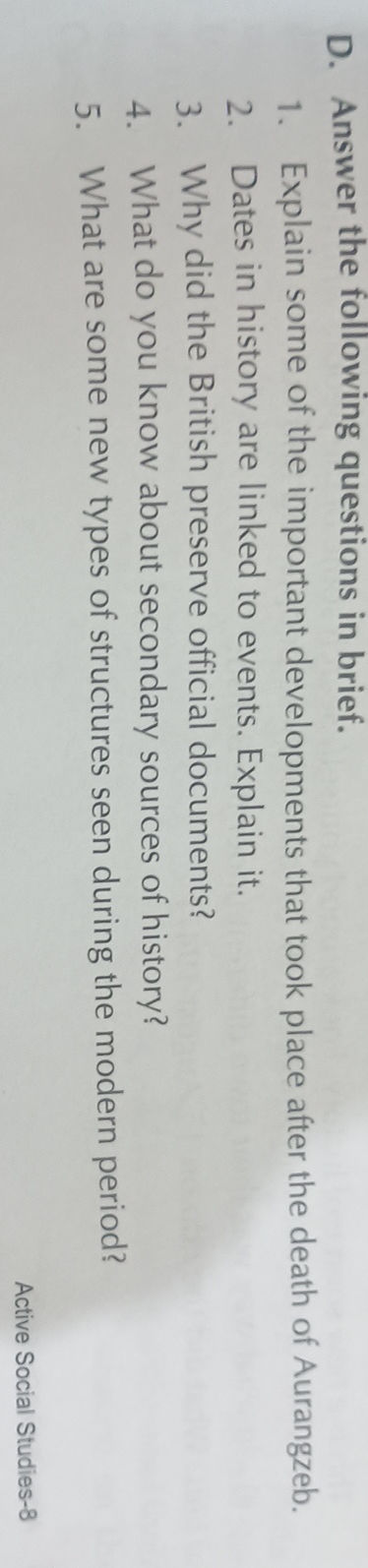 D. Answer the following questions in brief. | StudyX