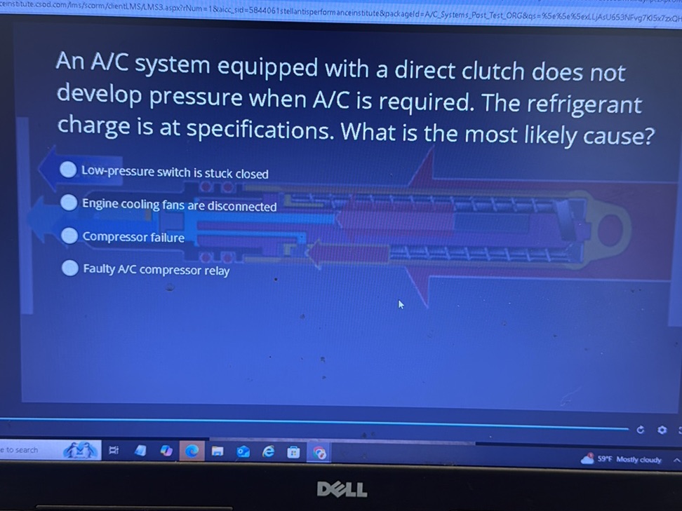 An A/C system equipped with a direct clutch | StudyX