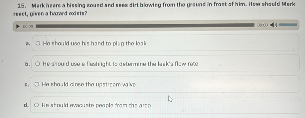 15. Mark hears a hissing sound and sees dirt | StudyX