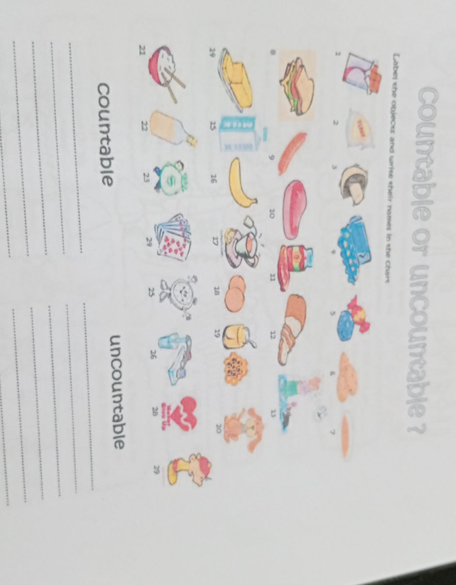 Label the objects and write their names in