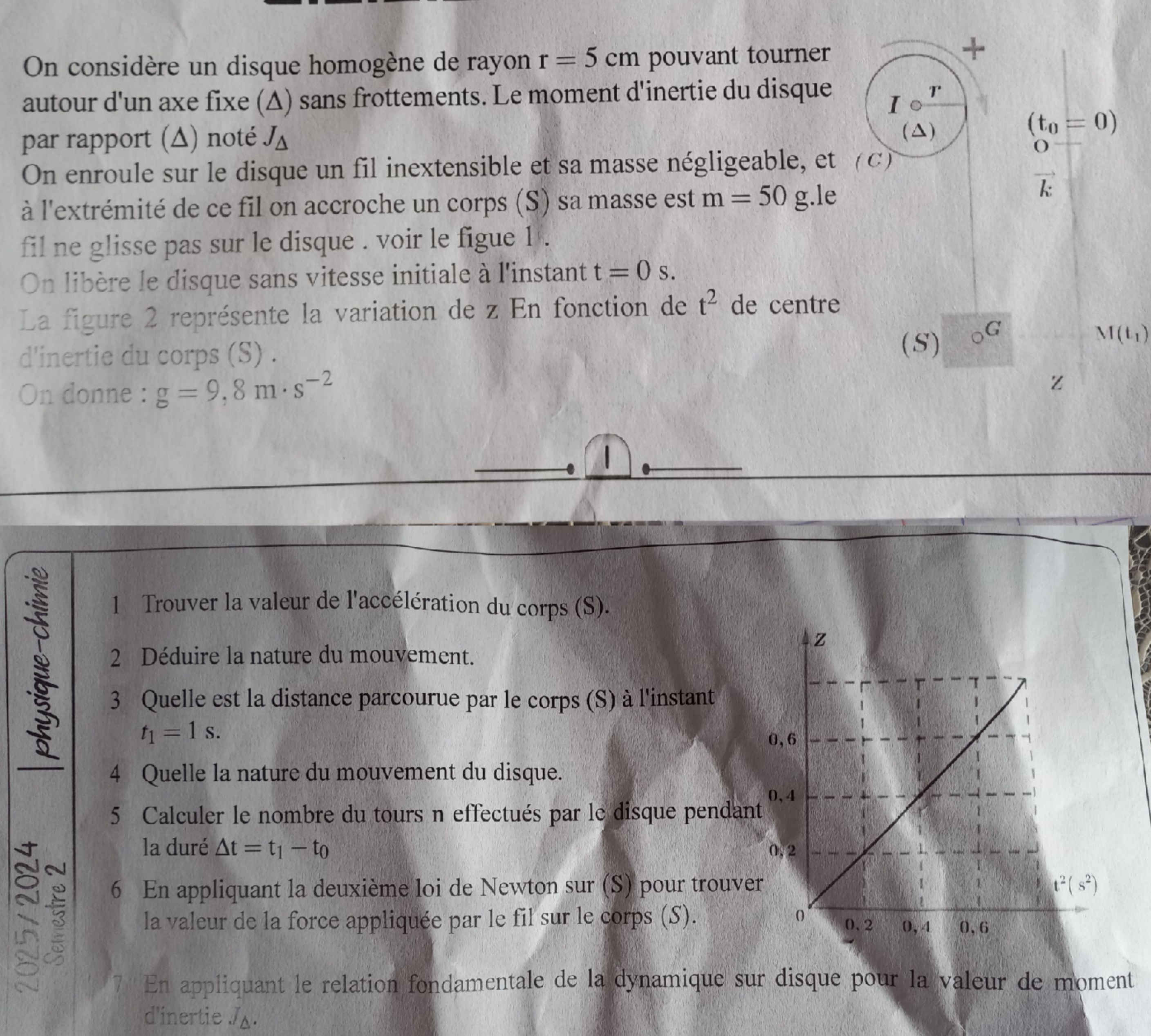 On considère un disque homogène de rayon r = | StudyX