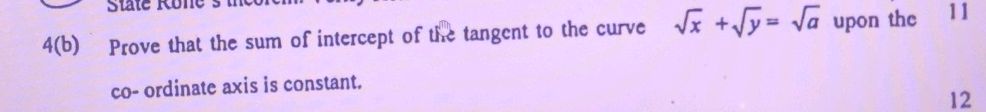 4(b) Prove that the sum of intercept of the | StudyX