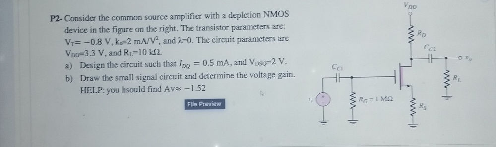 P2- Consider the common source amplifier | StudyX