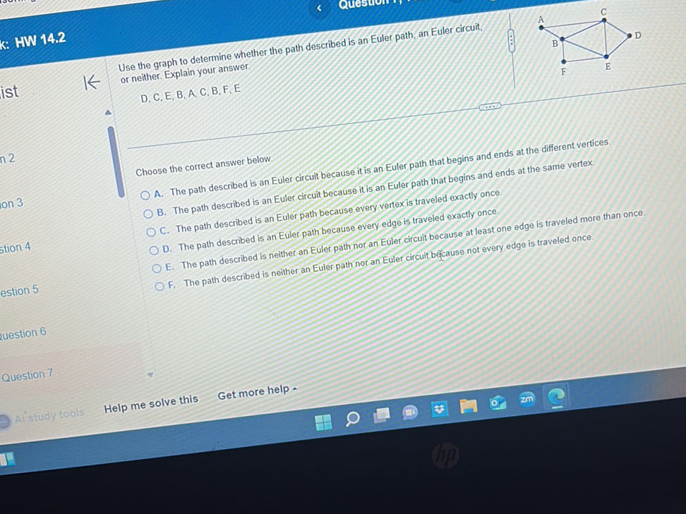 Use the graph to determine whether the path | StudyX