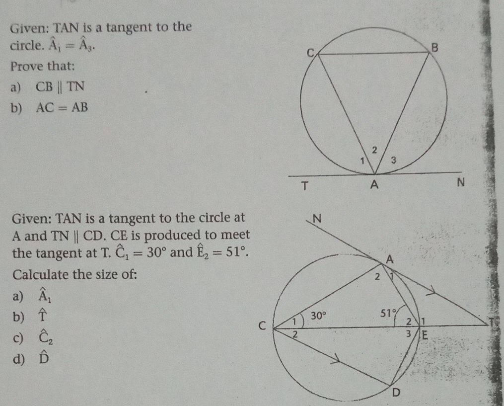 Given: TAN is a tangent to the circle. $ | StudyX