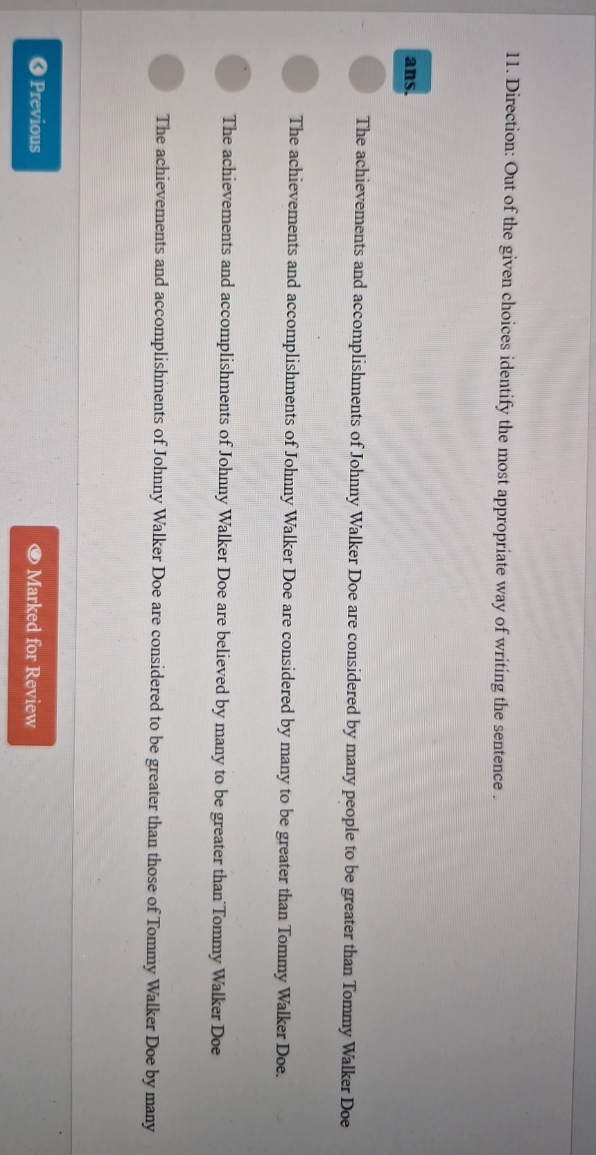 11. Direction: Out of the given choices | StudyX