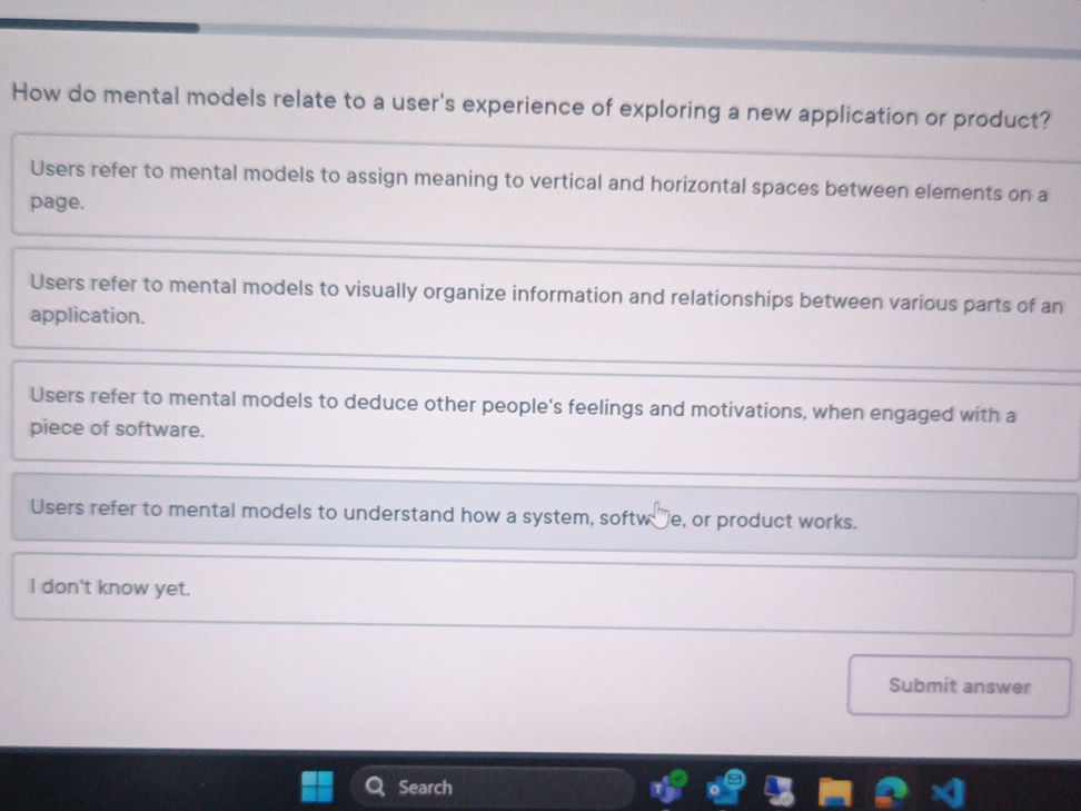 How do mental models relate to a user's | StudyX