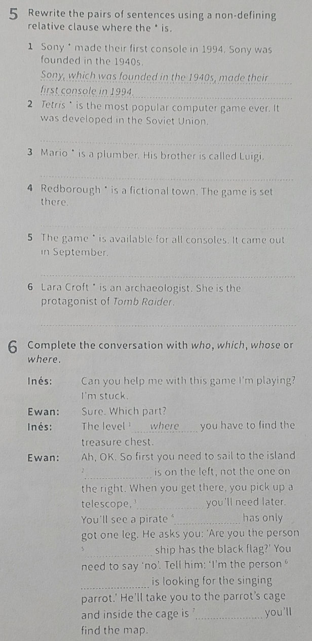 5 Rewrite the pairs of sentences using a | StudyX