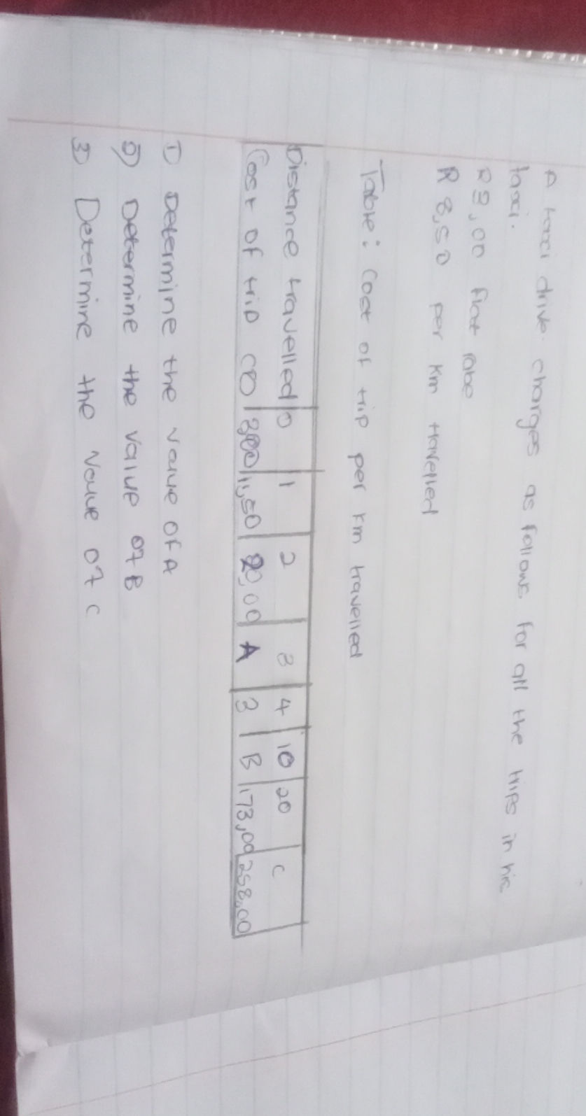 A taxi drive charges as follows for all the | StudyX