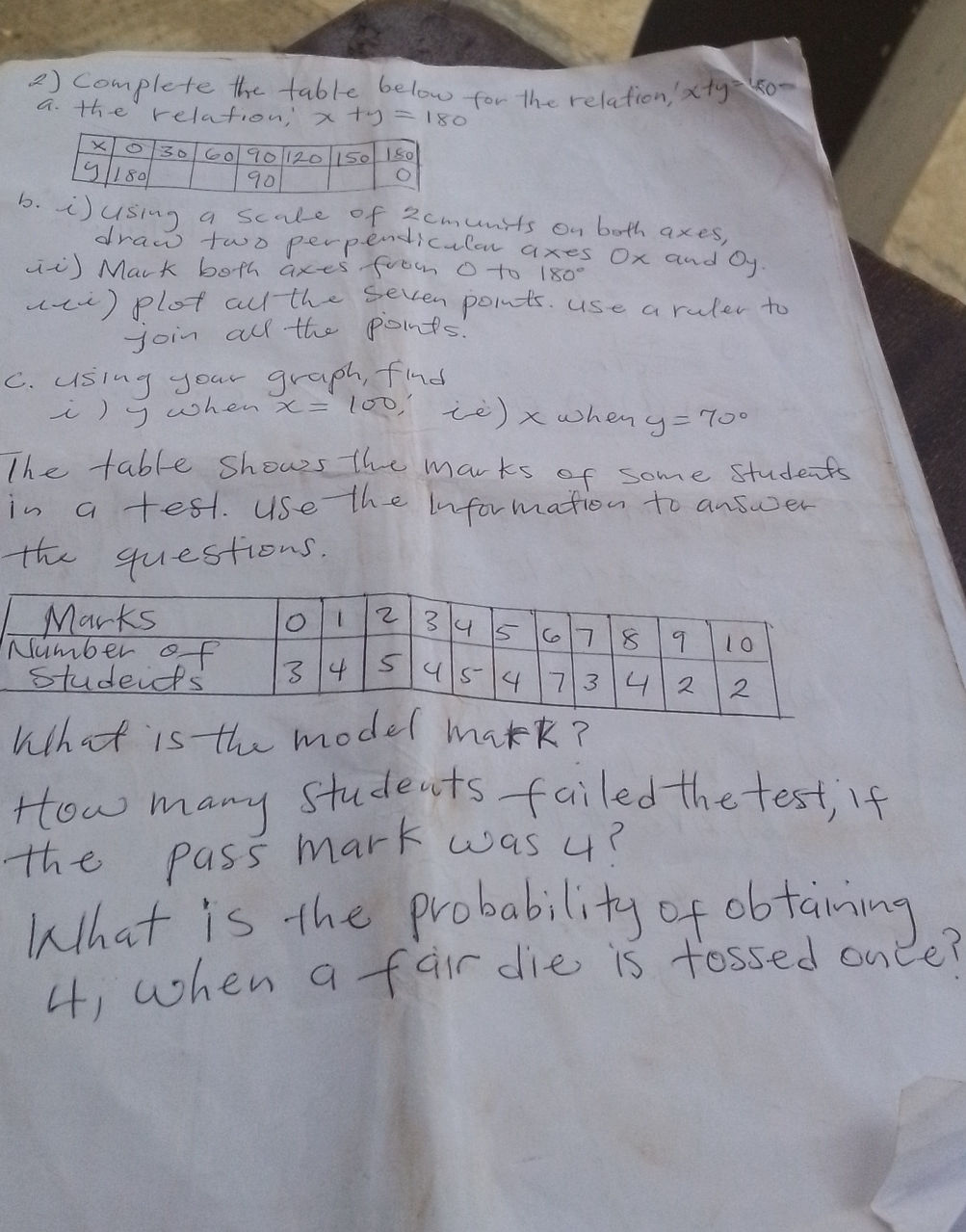 2) Complete the table below for the | StudyX