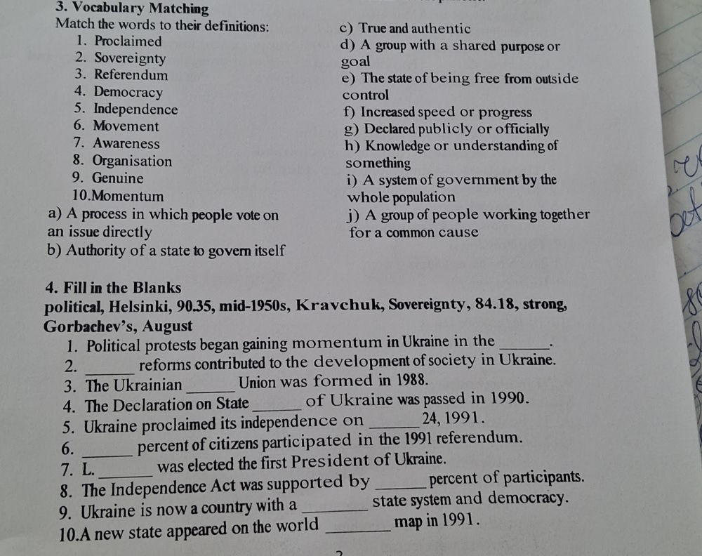 3. Vocabulary Matching Match the words to | StudyX