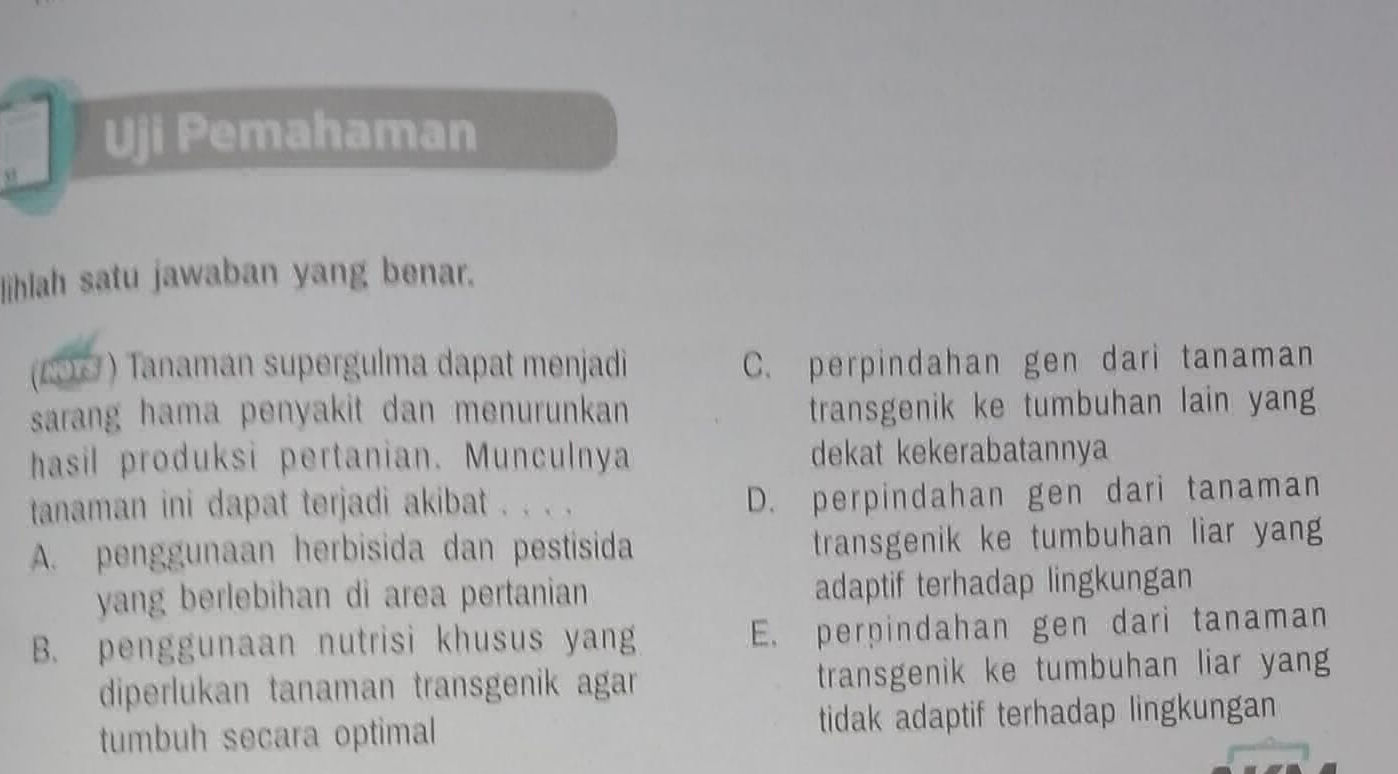 Pilihlah satu jawaban yang benar. (NOTE) | StudyX