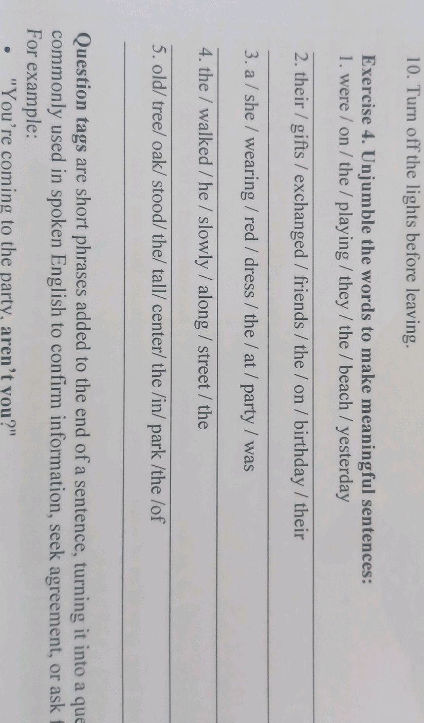 Exercise 4. Unjumble the words to make | StudyX