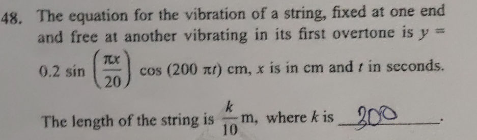 48. The equation for the vibration of a | StudyX