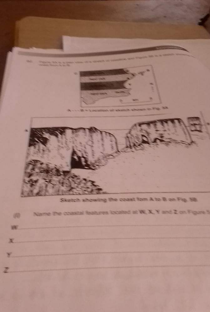 Sketch showing the coast fom A to B on Fig. | StudyX