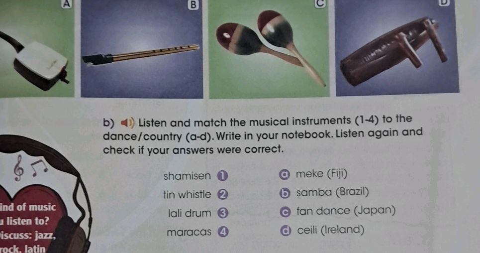 Listen and match the musical instruments | StudyX
