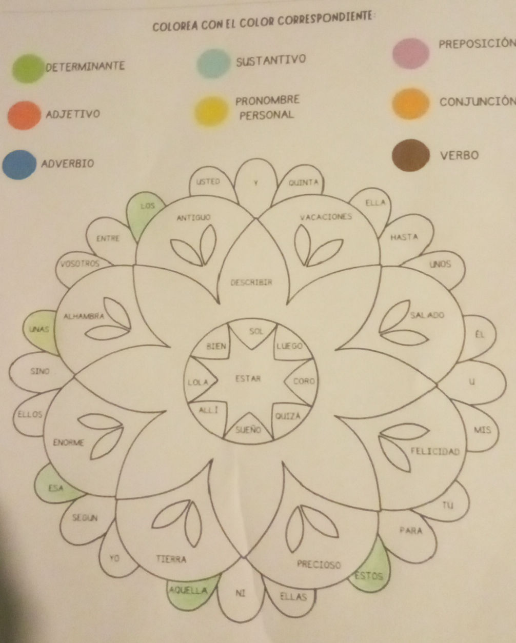 COLOREA CON EL COLOR CORRESPONDIENTE: | StudyX