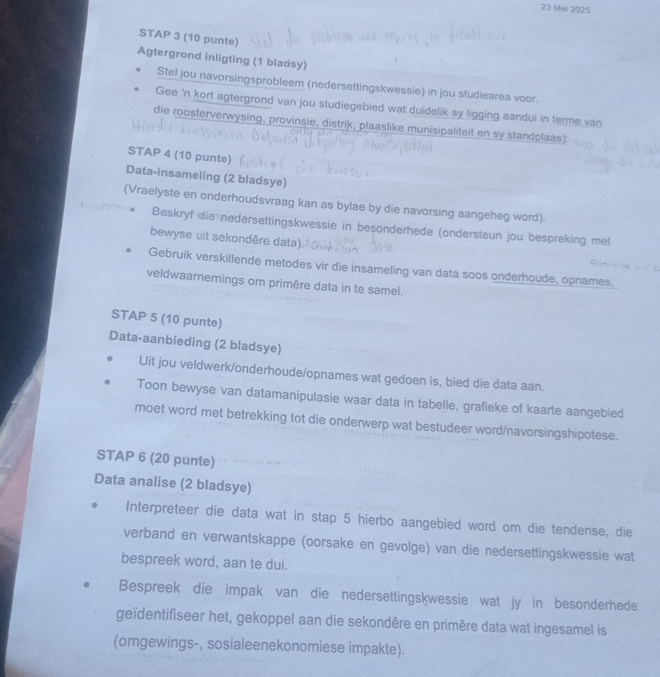 STAP 3 (10 punte) Agtergrond inligting (1