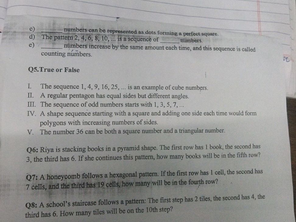 d) The pattern 2, 4, 6, 8, 10, ... is a | StudyX