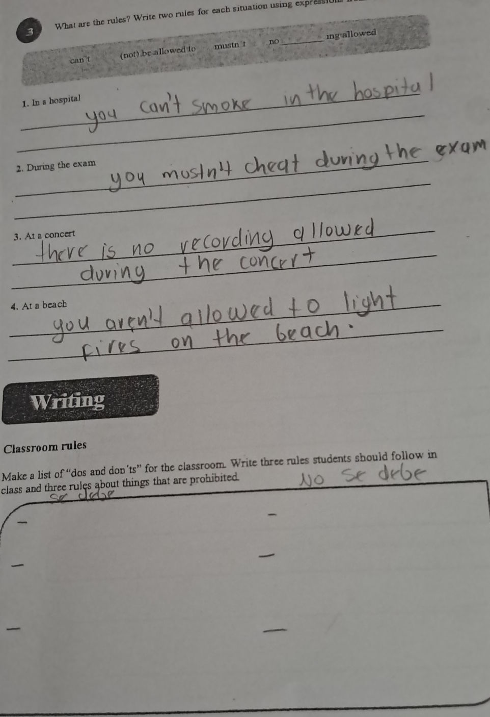 What are the rules? Write two rules for each | StudyX