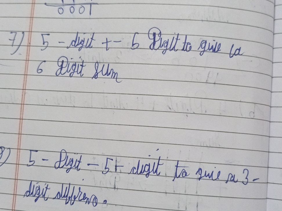 7) 5-digit + 6 Digit to give a 6 Digit sum | StudyX