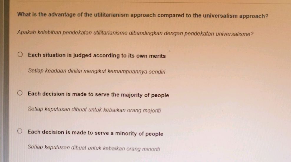 What is the advantage of the utilitarianism | StudyX