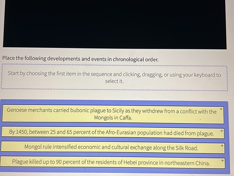 Place the following developments and events | StudyX