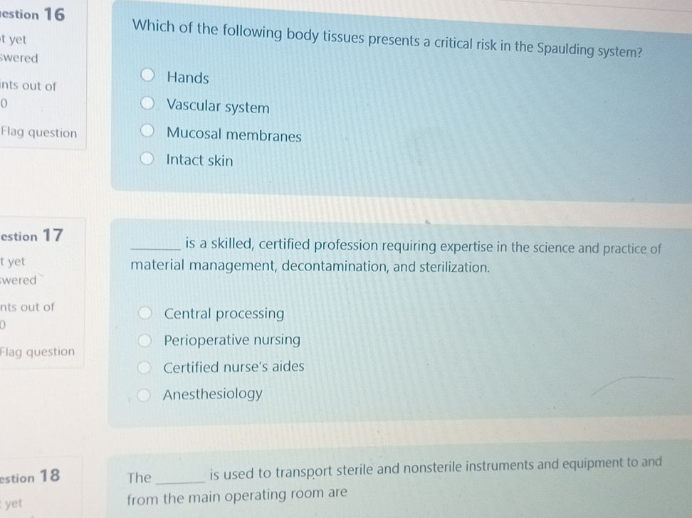 Which of the following body tissues presents | StudyX