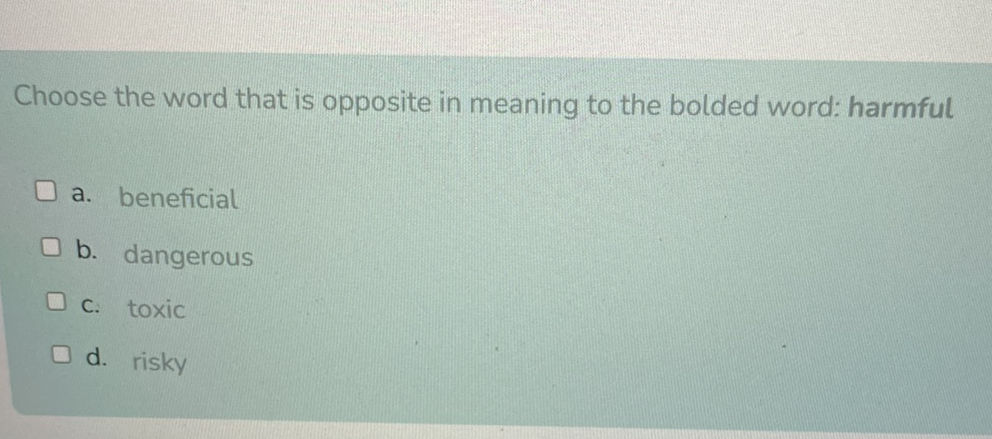 Choose the word that is opposite in meaning | StudyX