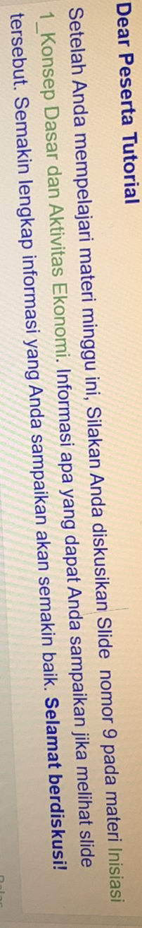 Dear Peserta Tutorial Slide nomor 9 pada | StudyX