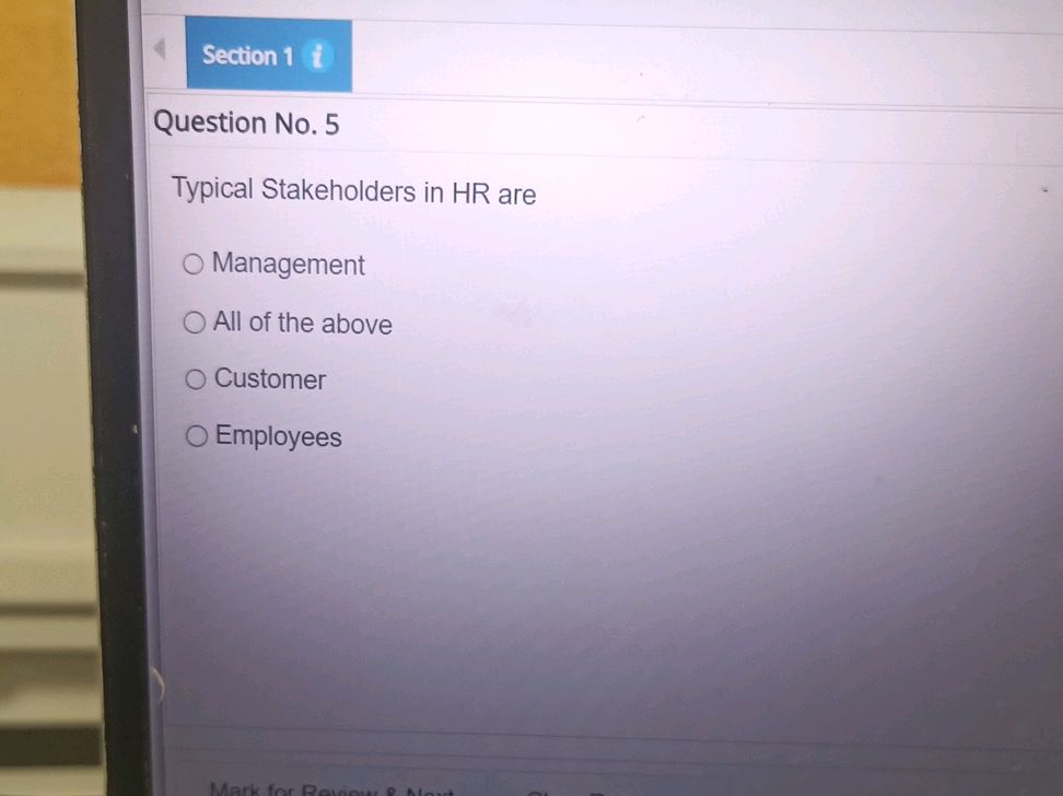 Question No. 5 Typical Stakeholders in HR | StudyX