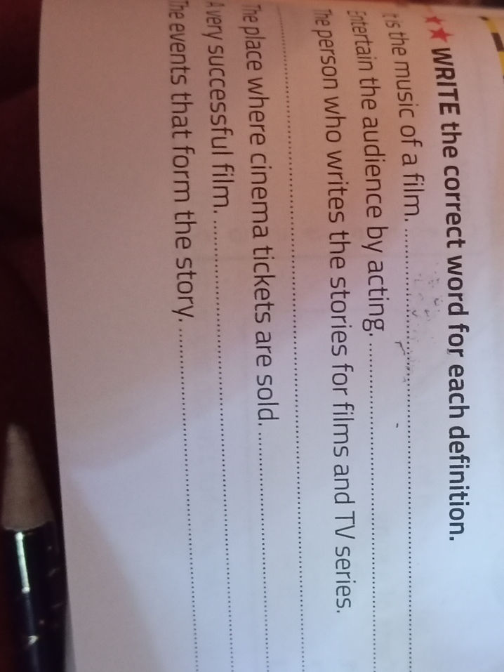 WRITE the correct word for each definition. | StudyX