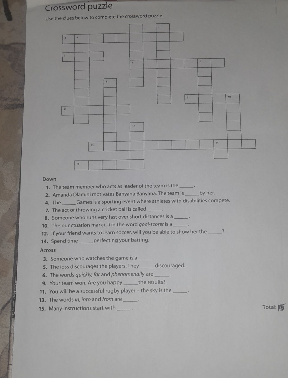 Crossword puzzle Use the clues below to | StudyX