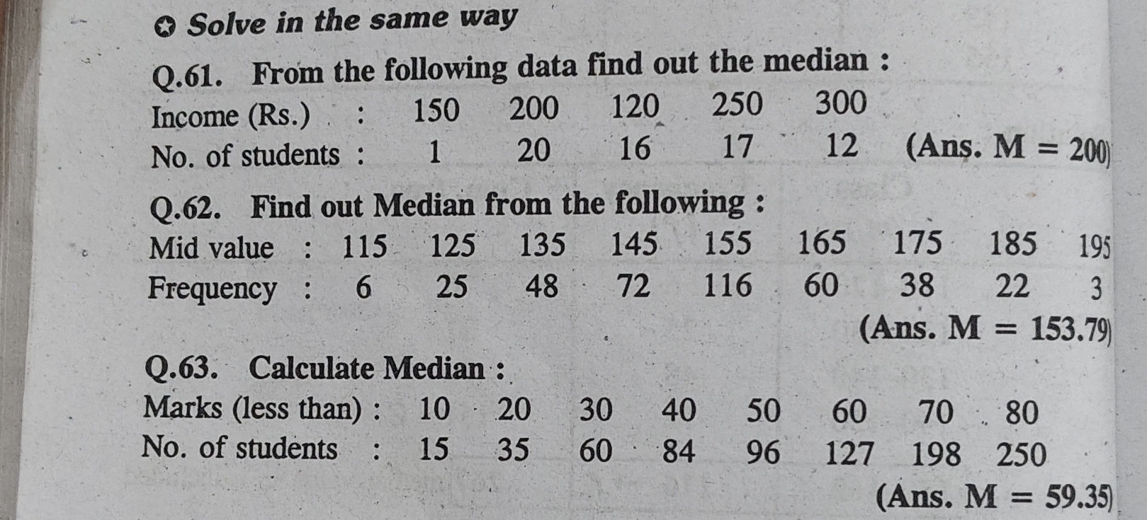 Q.61. From the following data find out the | StudyX