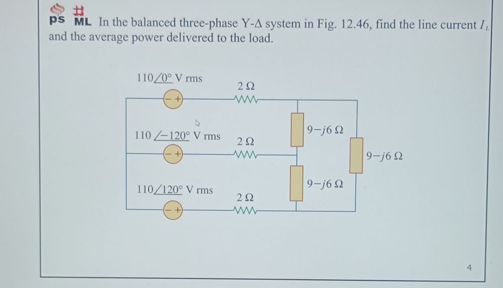 In the balanced three-phase Y-Δ system in | StudyX
