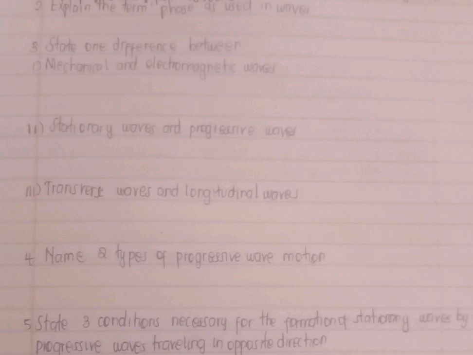 2. Explain the term phase as used in waves | StudyX