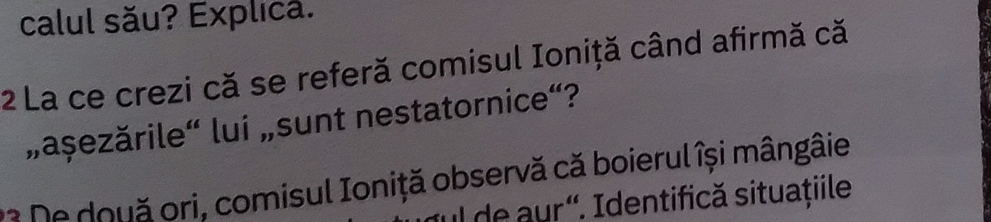 2 La ce crezi că se referă comisul Ioniță | StudyX