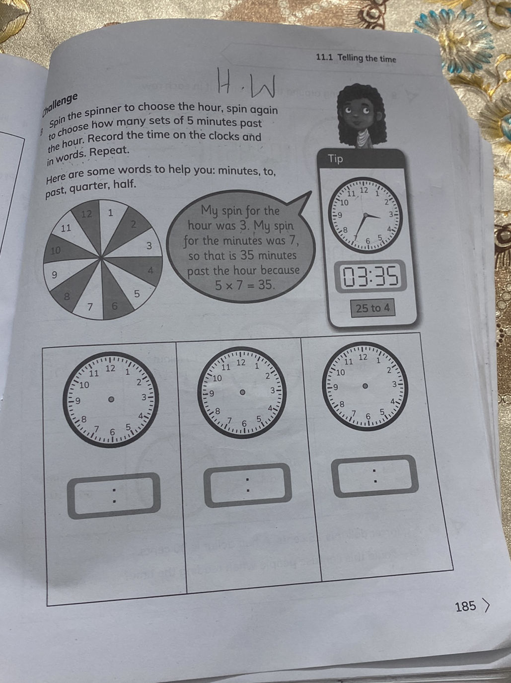Spin the spinner to choose the hour, spin | StudyX
