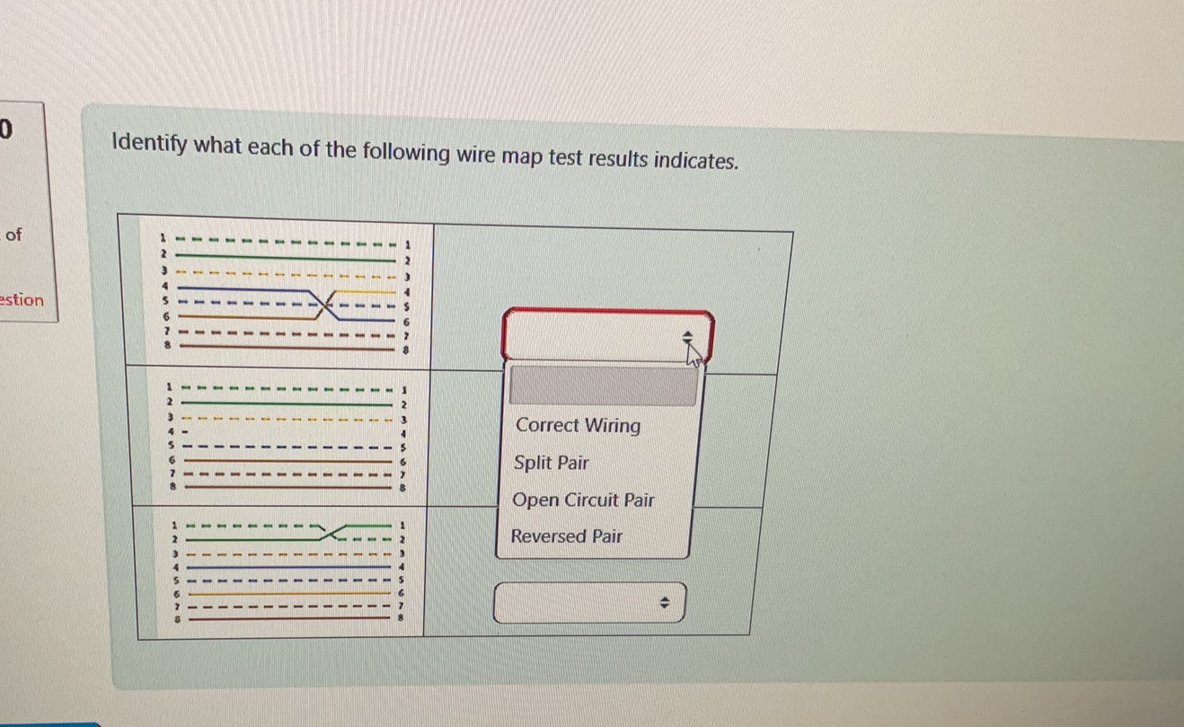 Identify what each of the following wire map | StudyX