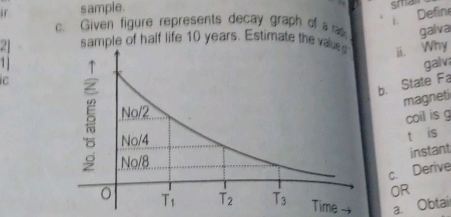 c. Given figure represents decay graph of a | StudyX