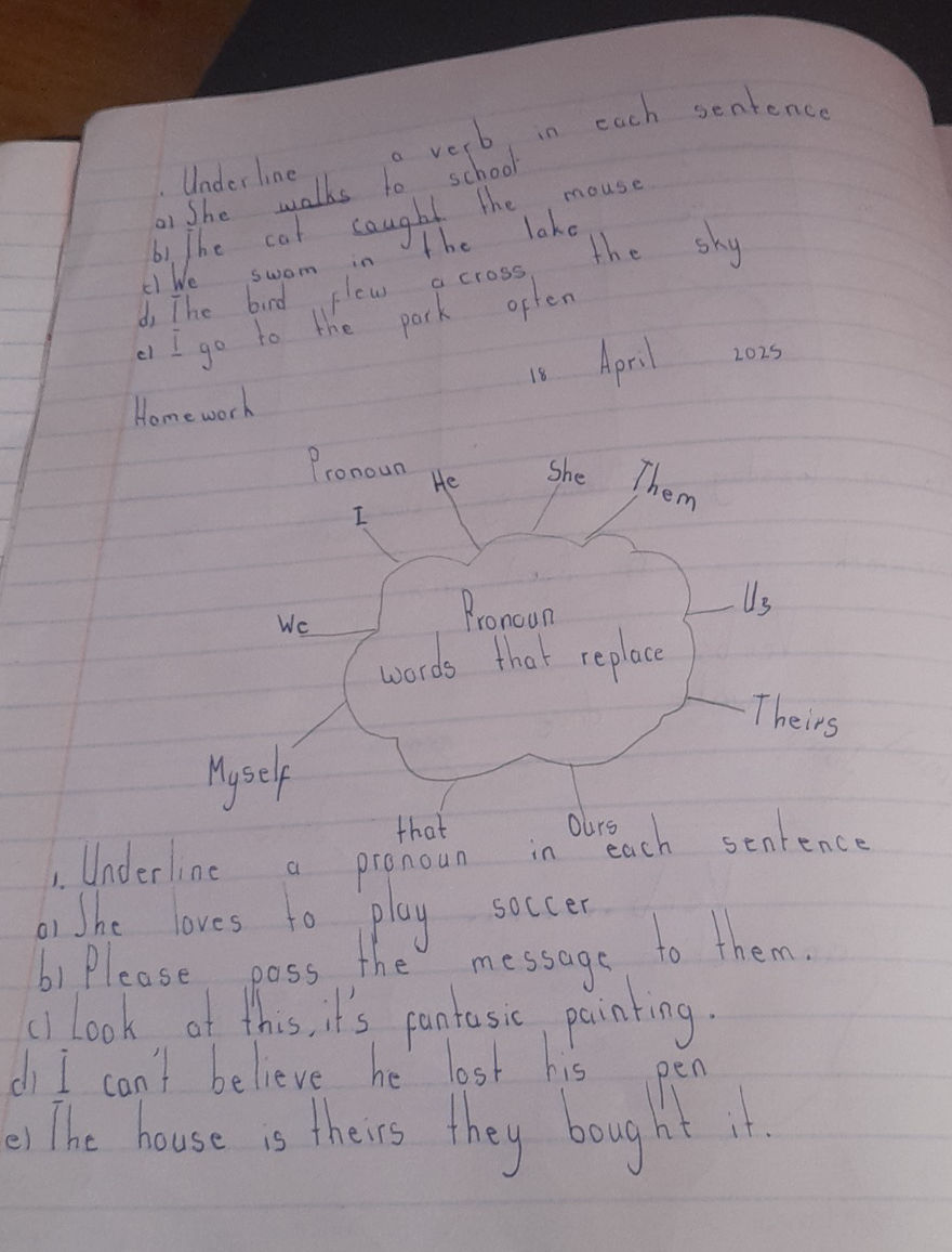 Underline a verb in each sentence a) She | StudyX