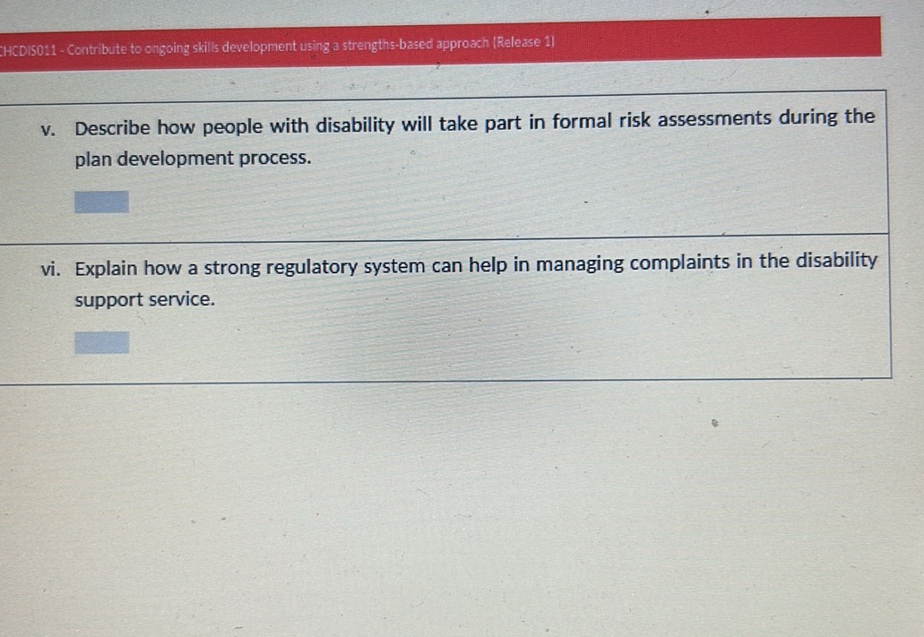 v. Describe how people with disability will | StudyX