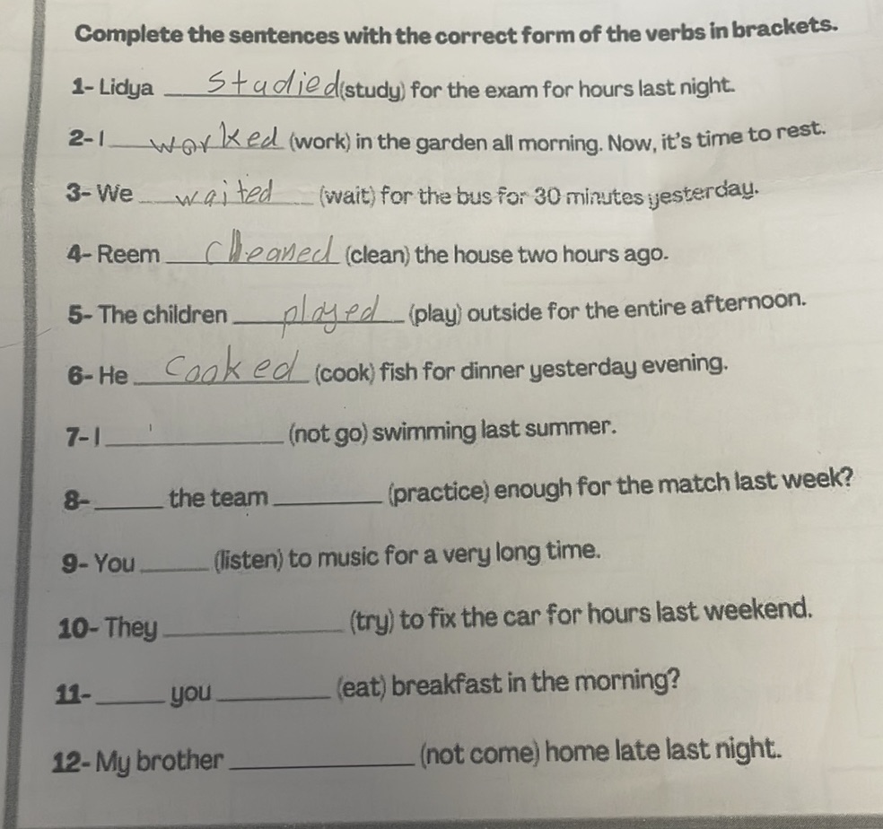 Complete the sentences with the correct form | StudyX